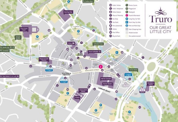 Map of Truro in Cornwall